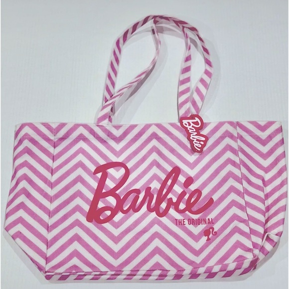 Barbie | Bags | Barbie Beach Tote Bag Striped Chevron Canvas Bag With ...